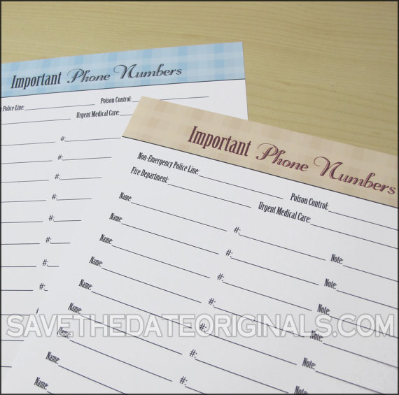 Save the Date Originals: Important Phone Numbers on Magnets